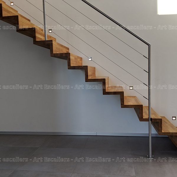 Escalier design marche contremarche sans limon - Art Escaliers